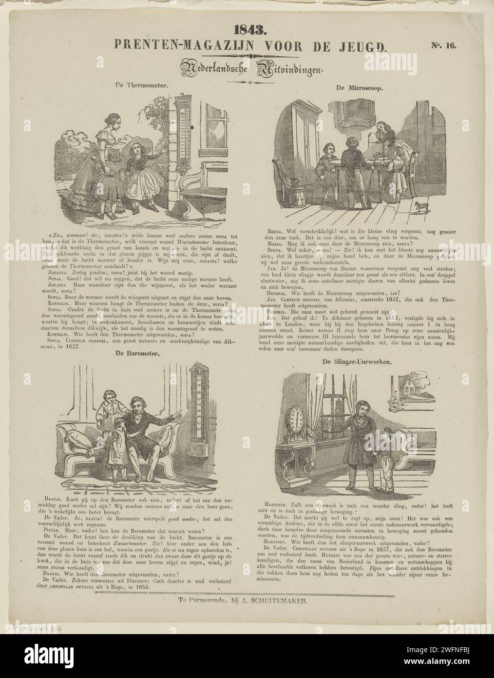 Inventions, 1843 print Leaf with 4 performances of Dutch inventions and ...