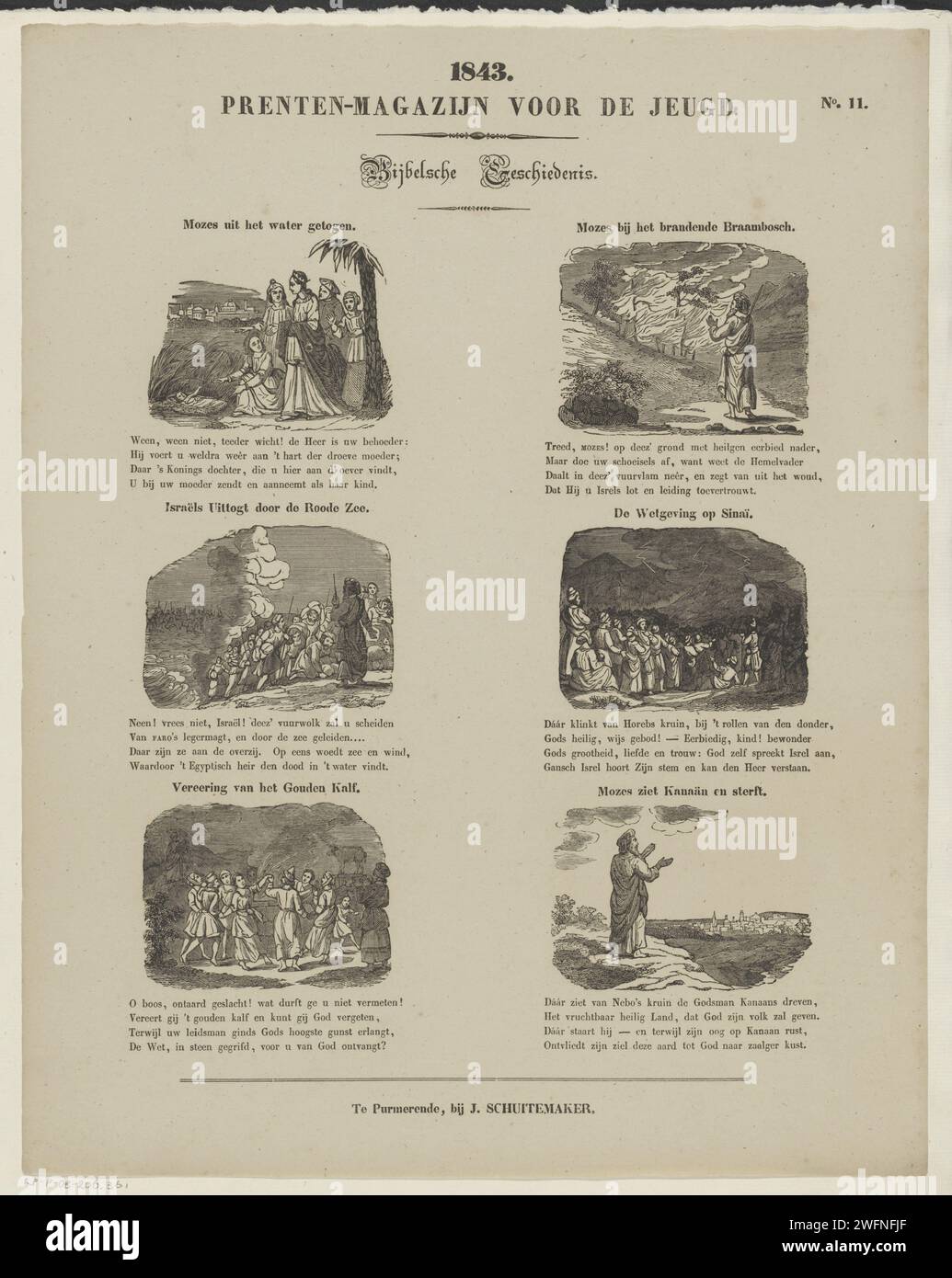 Story of Moses, 1843 print Leaf with 6 performances from the Old ...