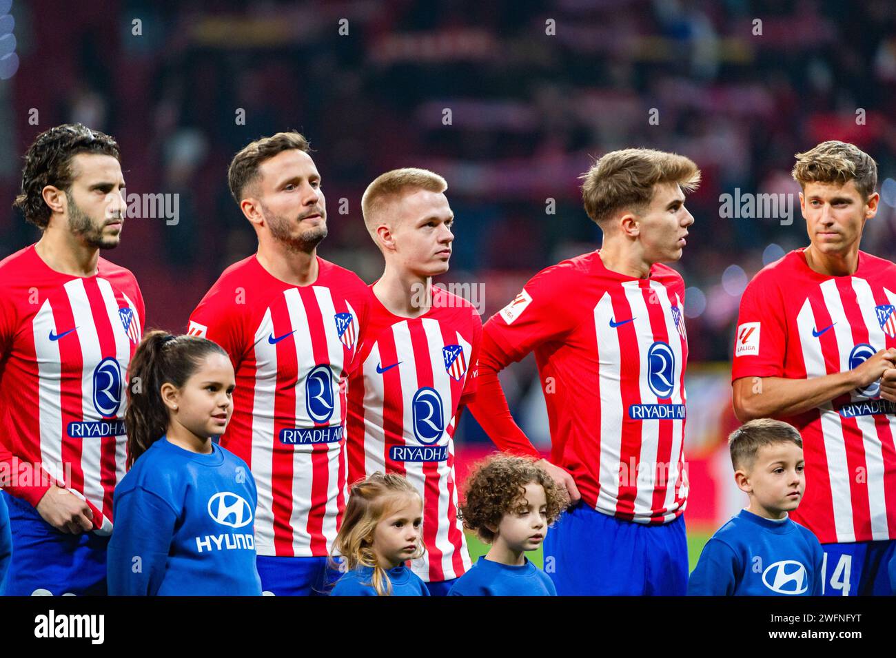 Madrid, Spain. 31st Jan, 2024. Atletico Madrid players seen before the ...