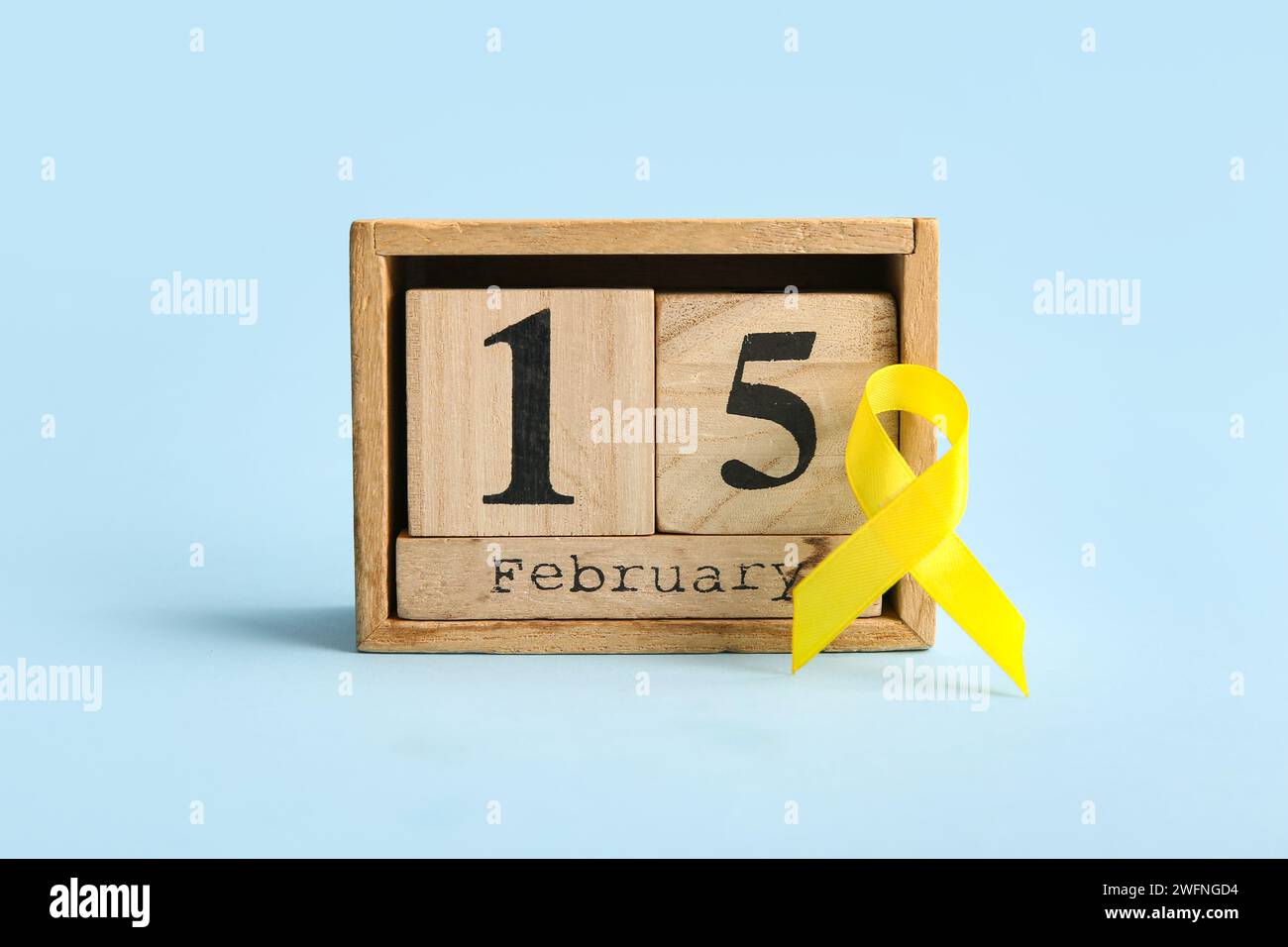 Calendar with date of Childhood cancer awareness day and golden ribbon ...