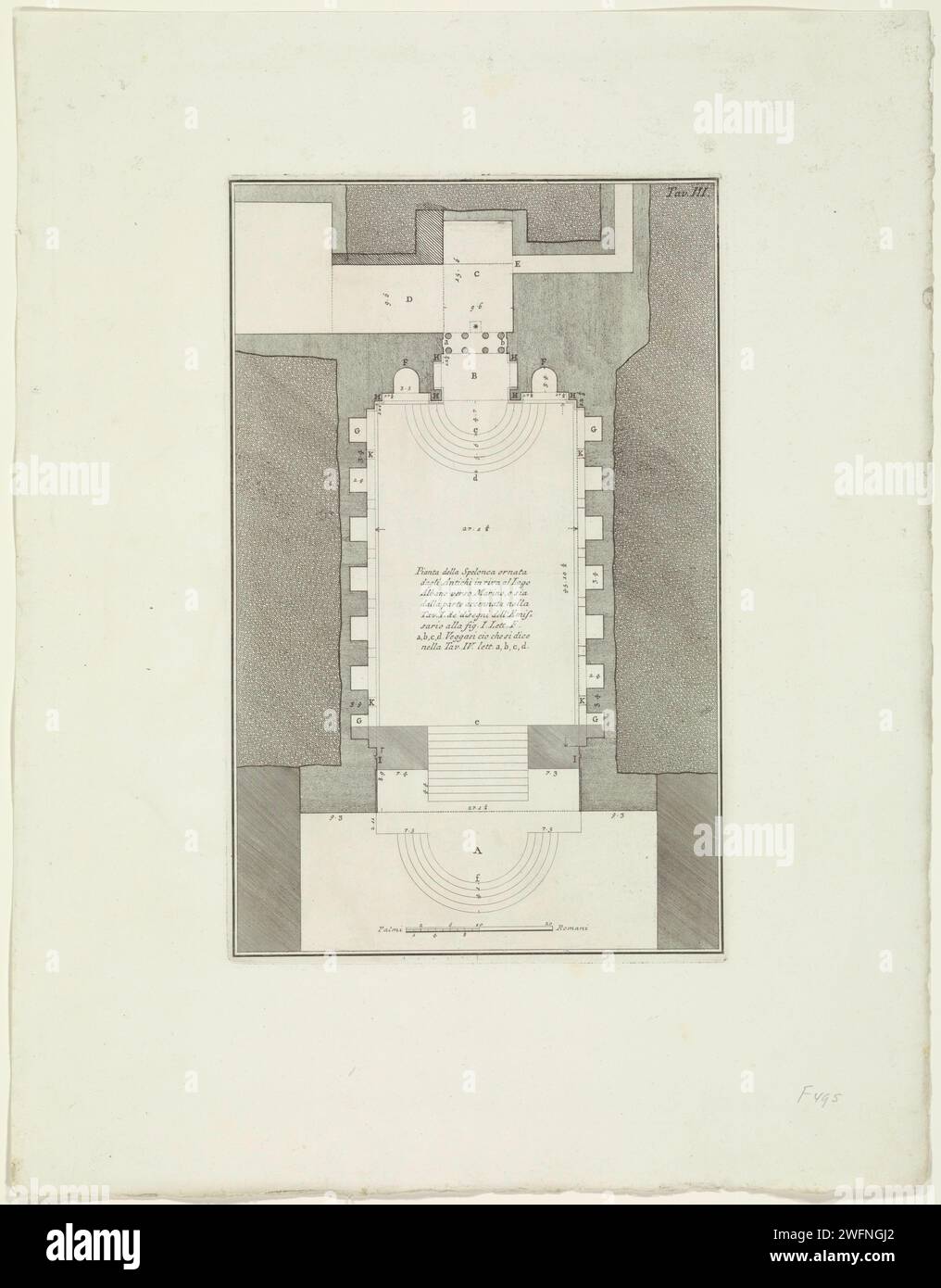 Map of a cave at Lake Albano, Giovanni Battista Piranesi, 1762 print ...