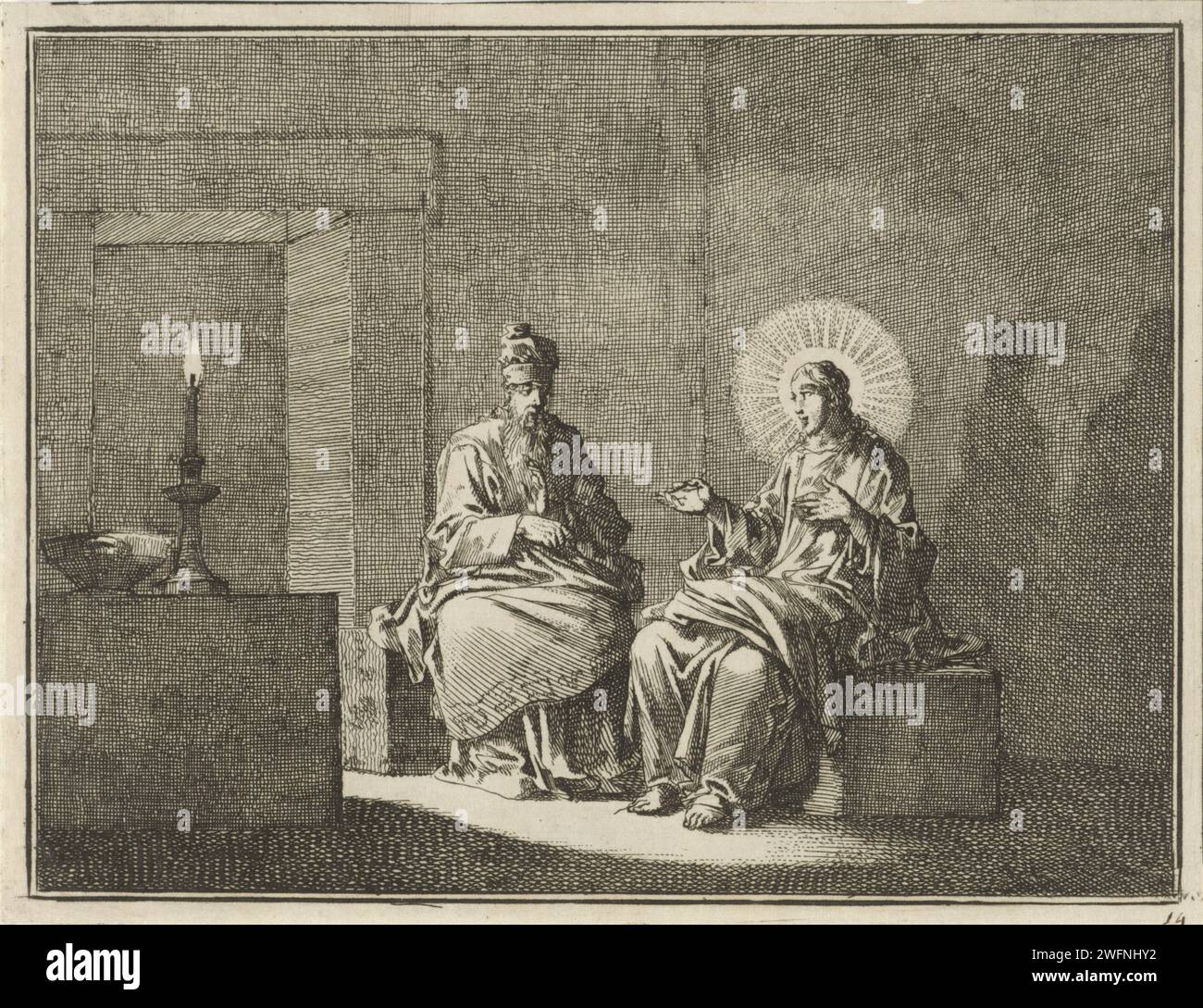Christ in conversation with Nikodemus, Jan Luyken, 1712 print Amsterdam ...