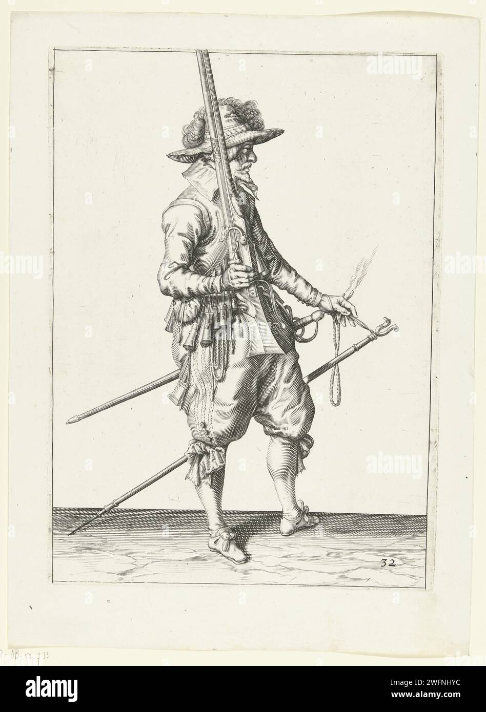 Soldier who holds his musket with his right hand upright, Jacques de ...
