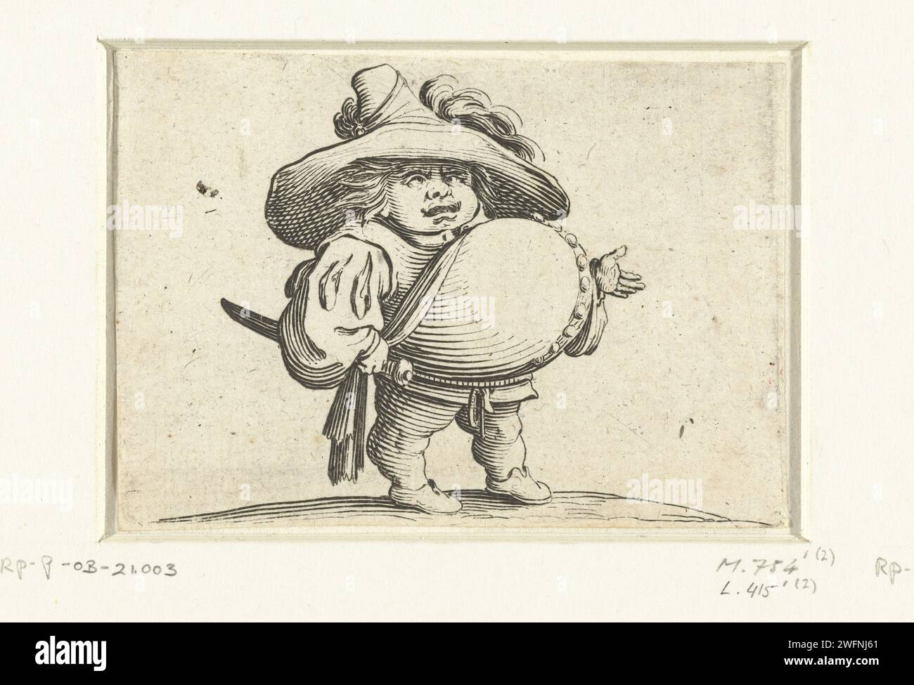Dwarf with sword, a button row on the belly, Jacques Callot, 1621 ...