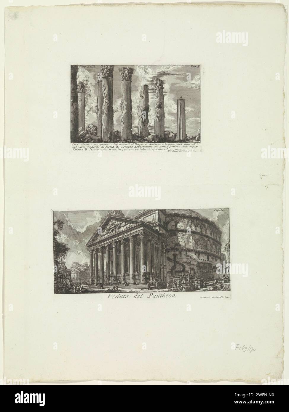 Columns of the temple of Juturna and the Pantheon in Rome, Giovanni ...
