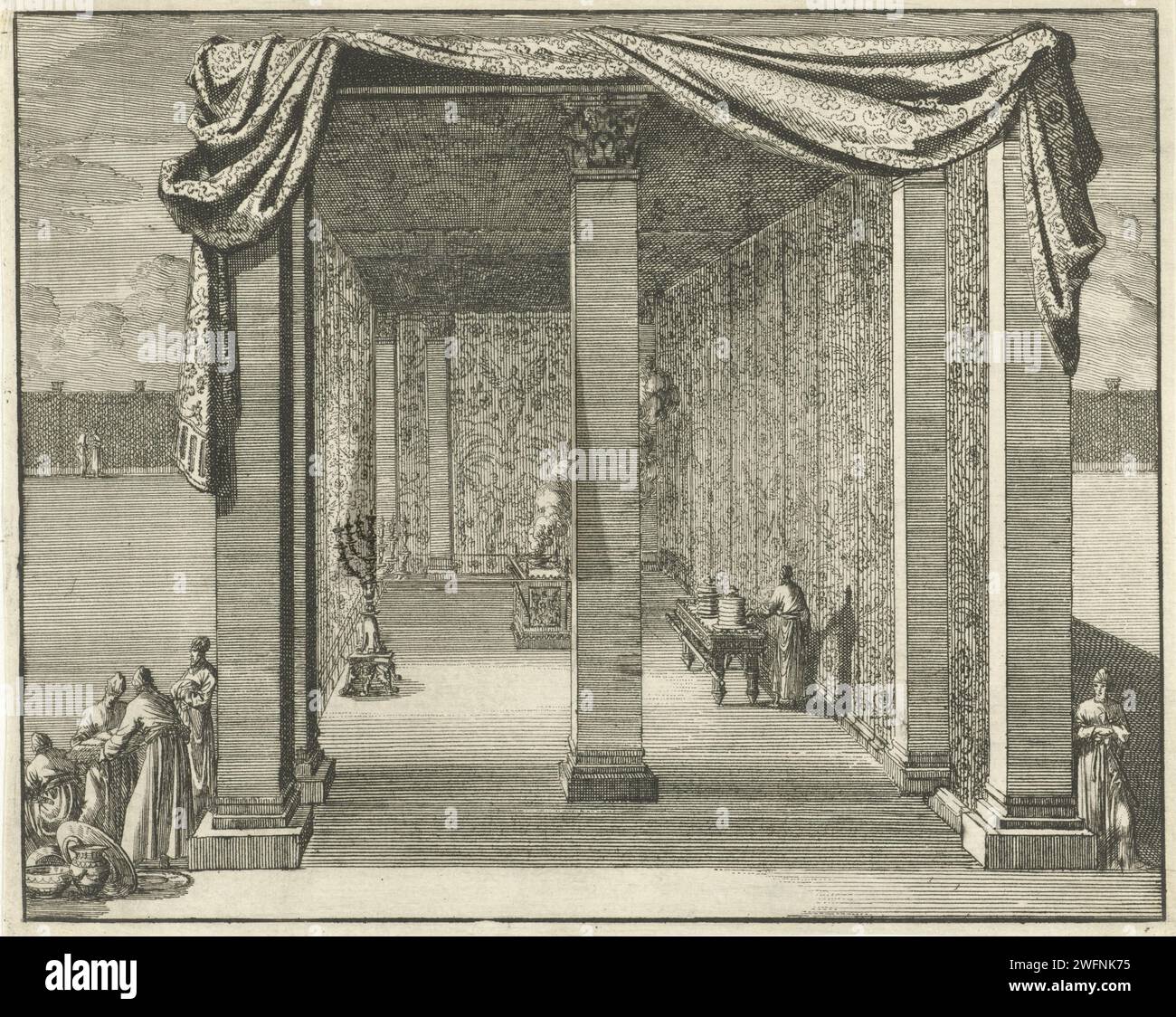 Tabernakel on the inside, Anonymous, After Jan Luyken, 1683 - 1762 print Print with a movable ...