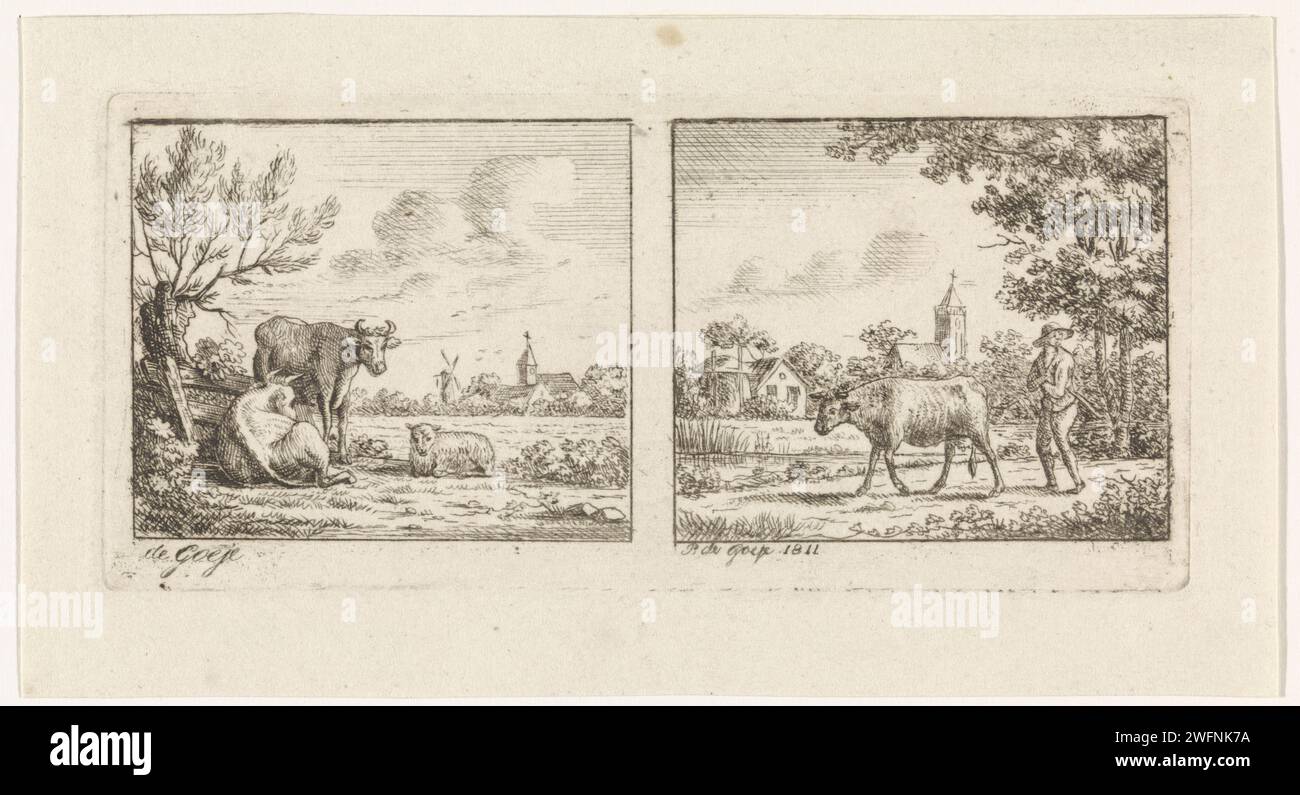 Classic ruin with a pair, Abraham Genoels, 1650 - 1723 print A sitting ...