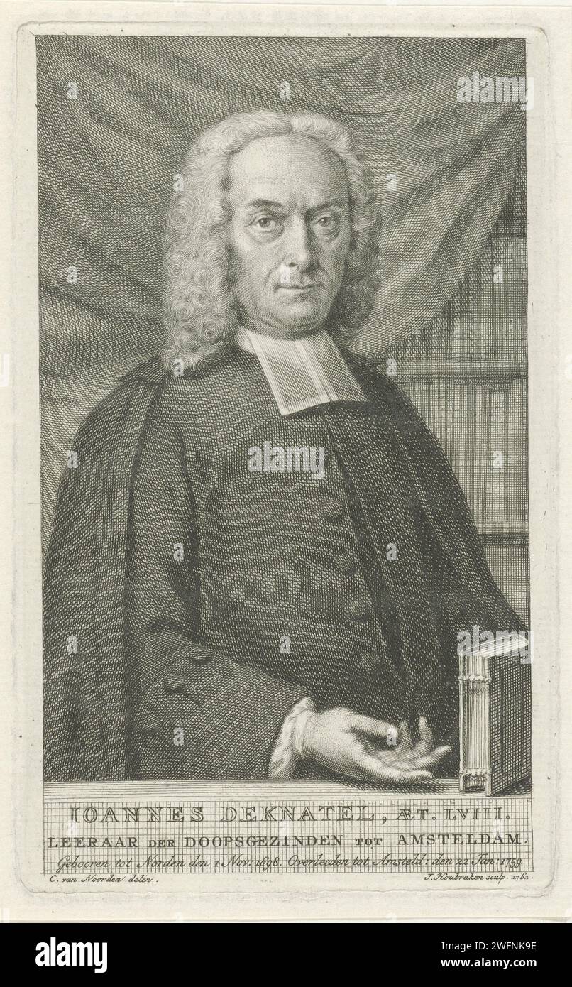 Portrait of Joannes Deknatel, Jacob Houbraken, After Cornelis van ...