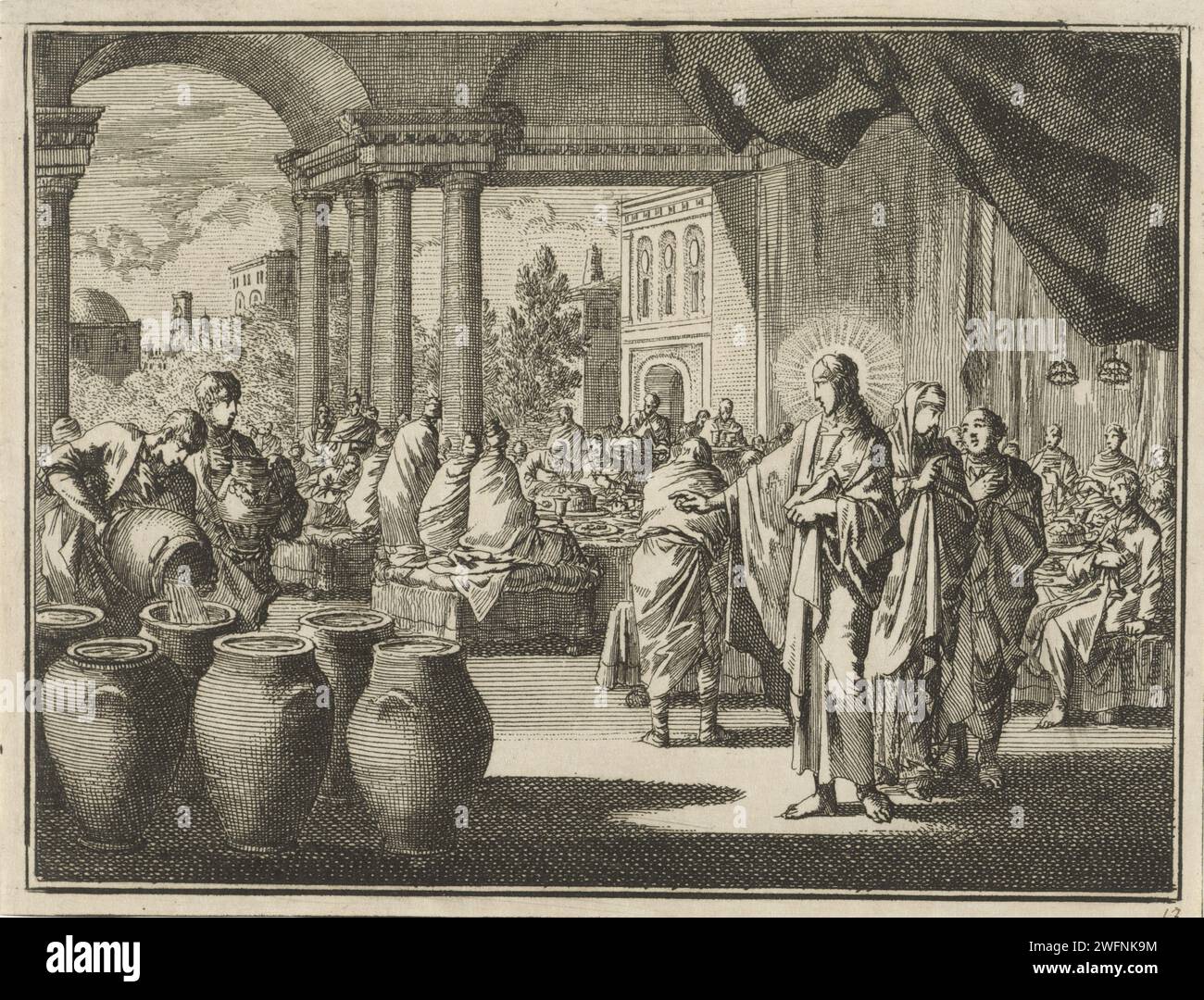 Wedding in Kana, Jan Luyken, 1712 print Amsterdam paper etching the ...