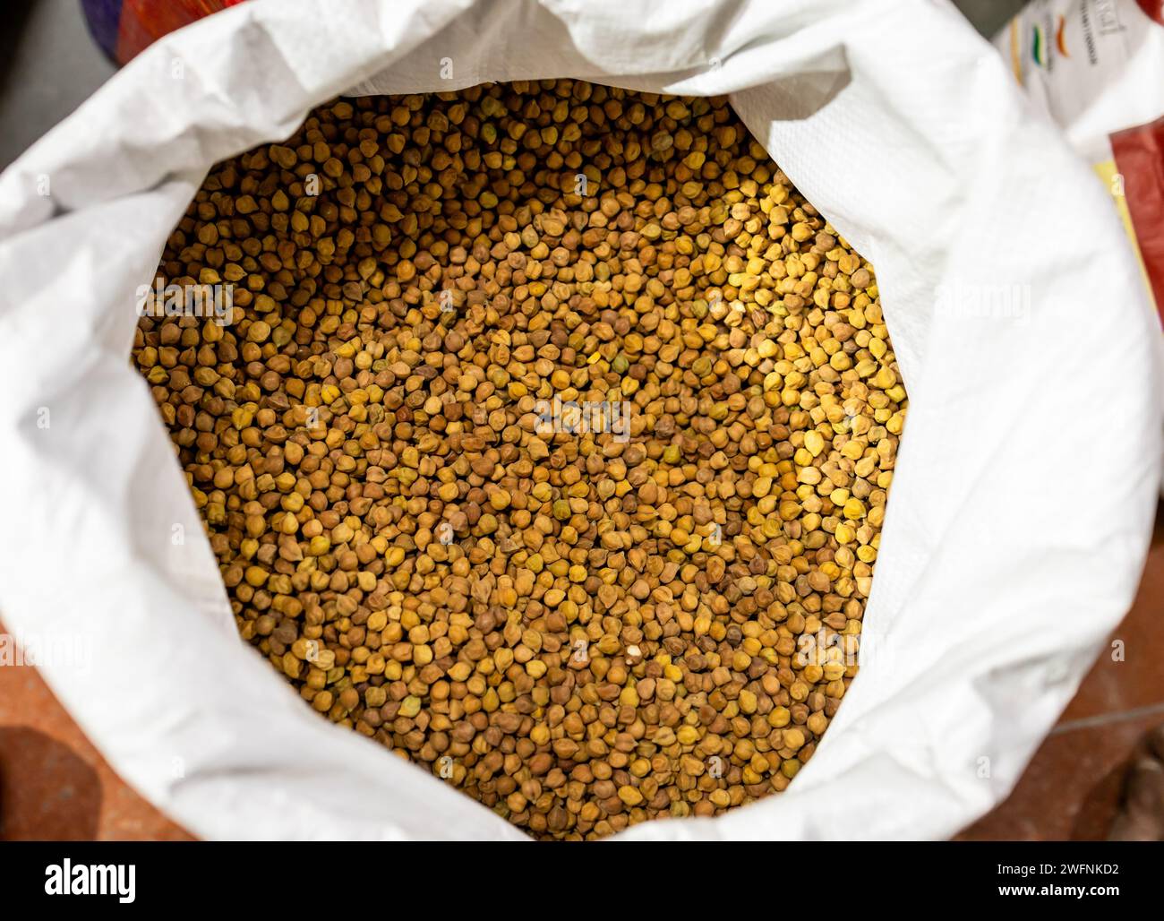black chickpeas or kala chana for sale at retail shop from top angle at ...
