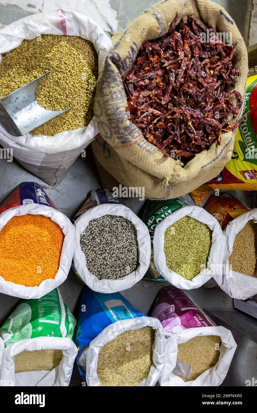 pulses variety at retail shop from top angle from top angle at day ...