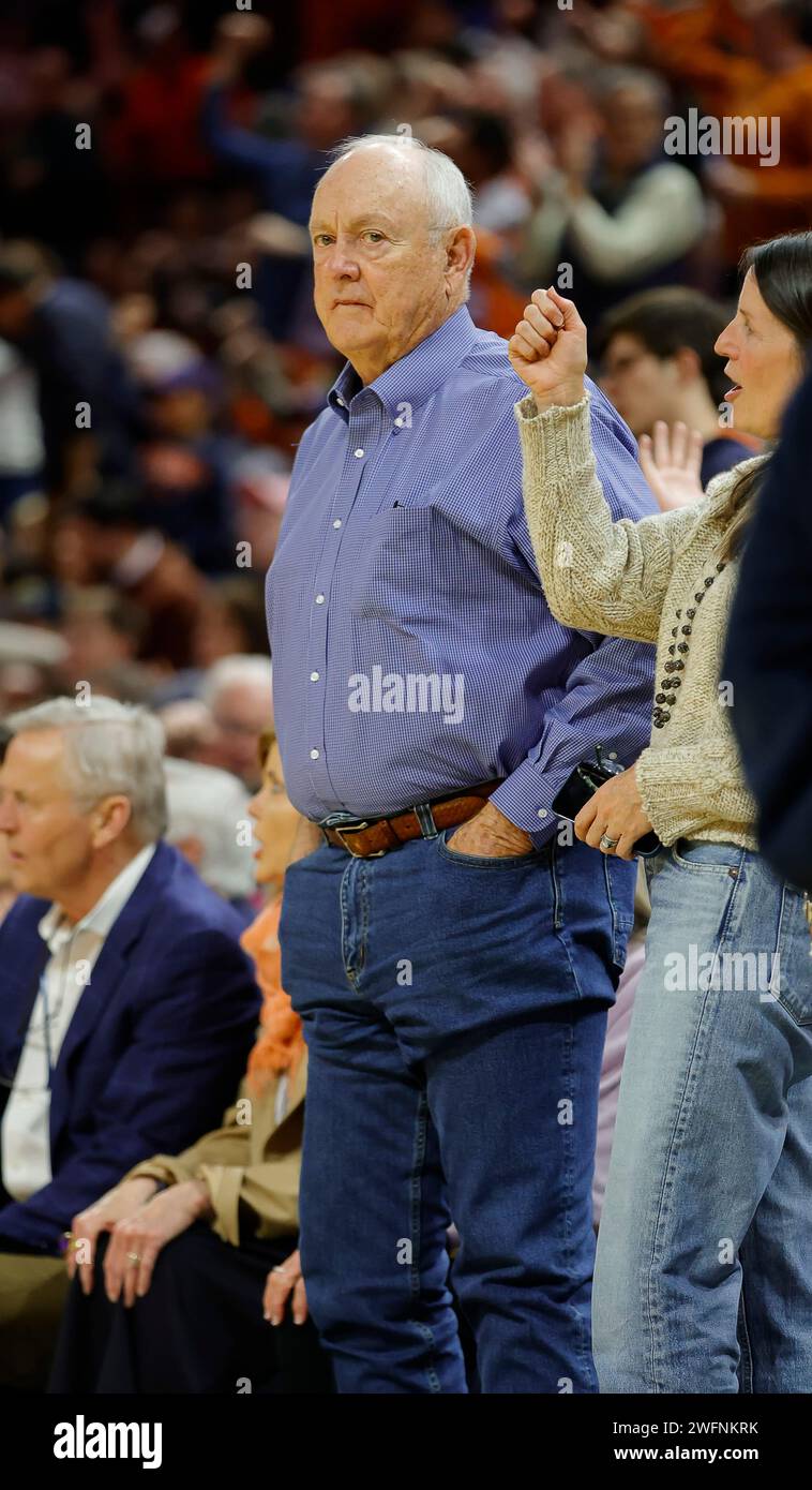 Charlottesville, VA, USA. 31st Jan, 2024. Nolan Ryan watches a NCAA Men ...