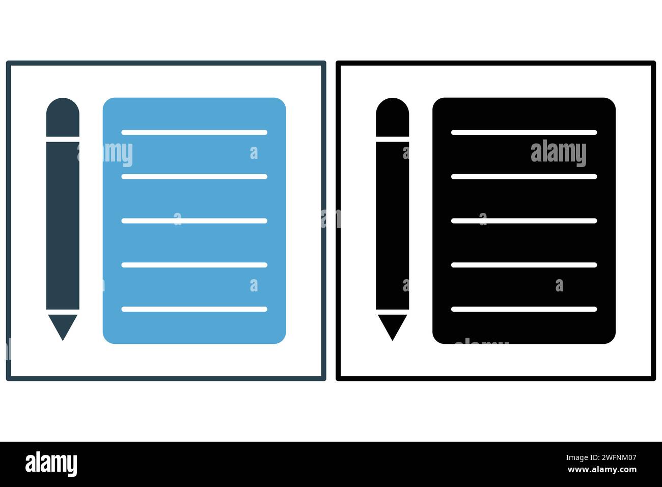 Pencil and Notepad icon. icon related to lesson planning and note ...