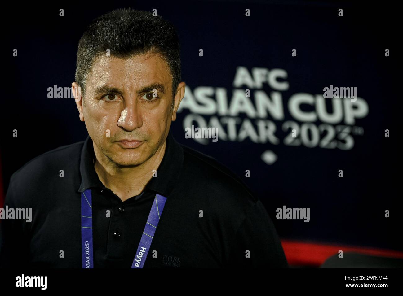 Doha, Qatar. 31st Jan, 2024. Ardeshir Ghalehnoy, head coach of Iran ...