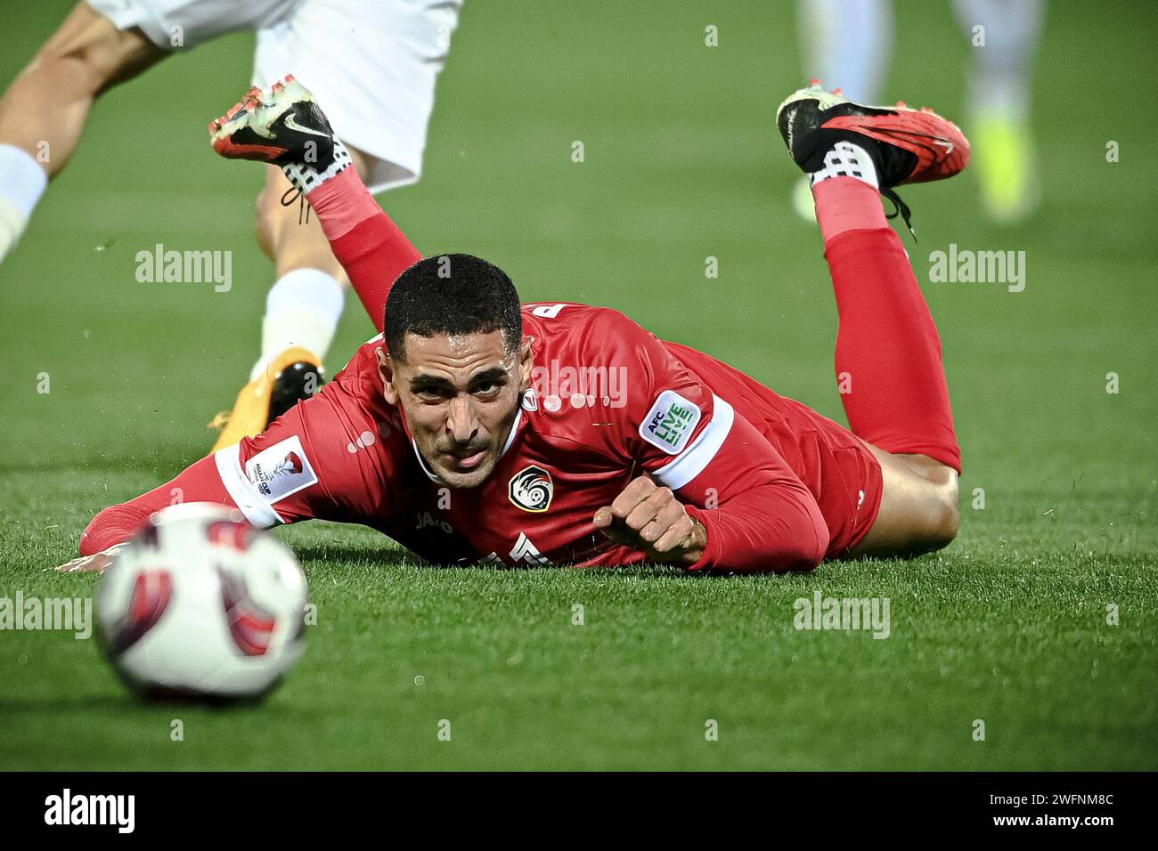 Doha, Qatar. 31st Jan, 2024. Pablo Sabbag of Syria eyes on the ball ...