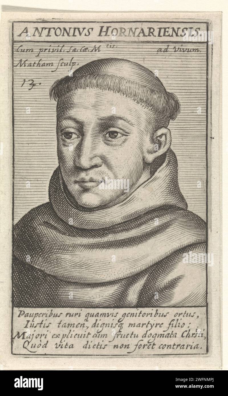 Portrait of H. Antonius van Hoornaar, Jacob Matham, 1617 - 1618 print ...