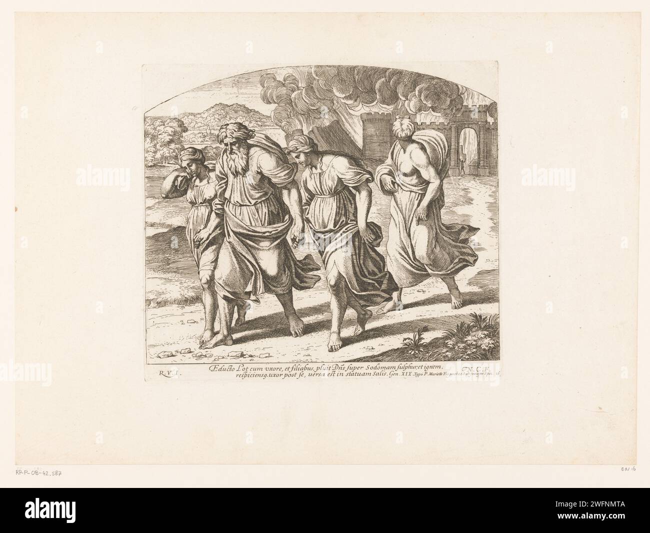 Lot leaves Sodom, Nicolas Chaperon, After Rafaël, 1649 print print ...