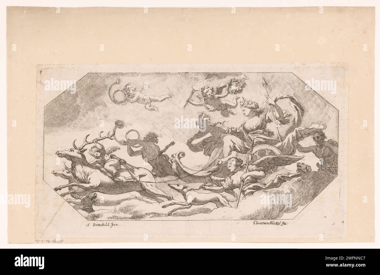 Diana on her chariot, Christian Heckel, After Samuel Bottschild, 1651 ...