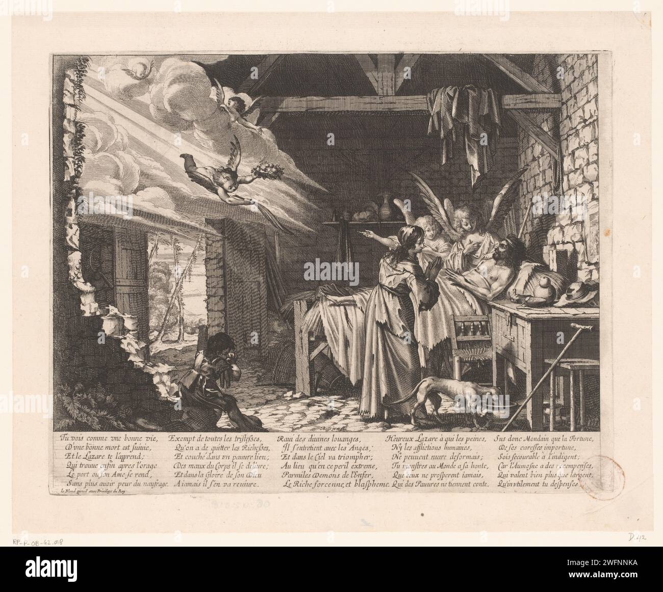 Lazarus on his deathbed is shown by angels to the road to heaven ...