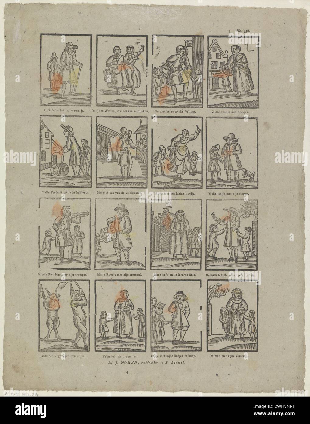 Different figures, 1806 - 1830 print Leaf with 16 performances of ...