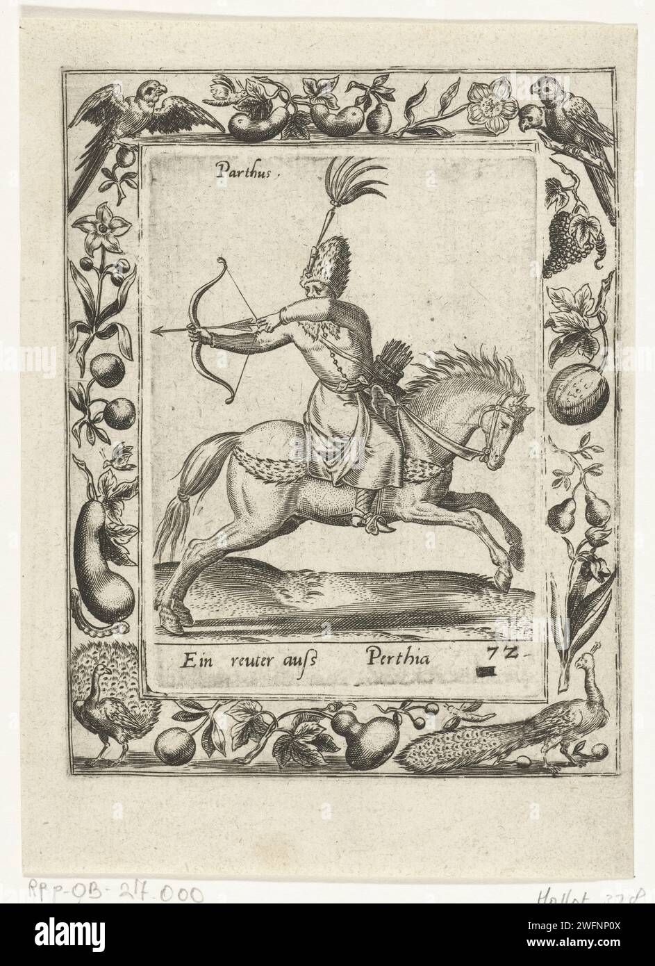 Parthische Ruiter, Abraham de Bruyn (attributed to), 1577 Cartouche ...