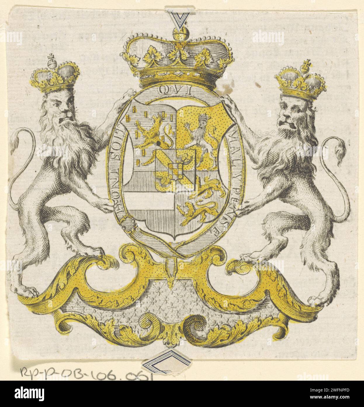 Coat of arms of Willem IV, Prince of Oranje -Nassau, 1733 - 1799 print ...