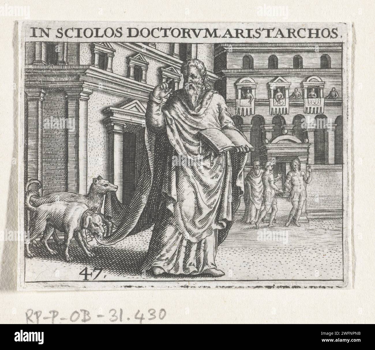 Philosopher with book and raised index finger, 1596 print A philosopher ...