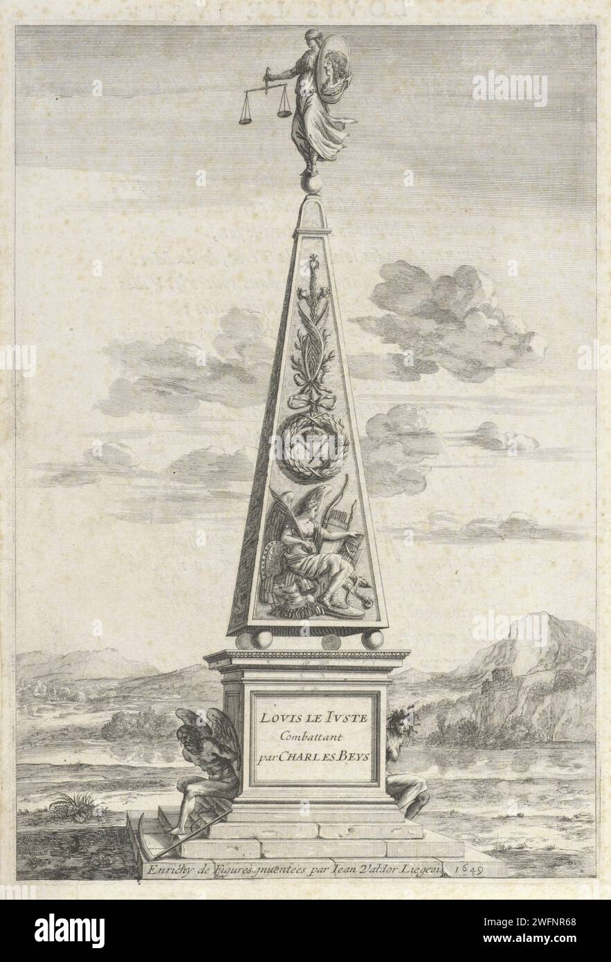 Monument in a landscape, Johannes Valdor (II), 1649 print A monument in ...