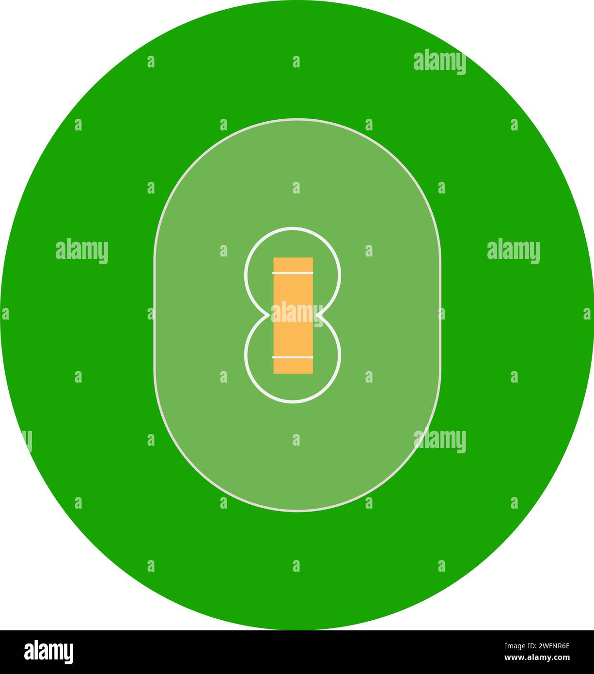 Cricket field icon. Top view. Green cricket ground sign. flat style ...