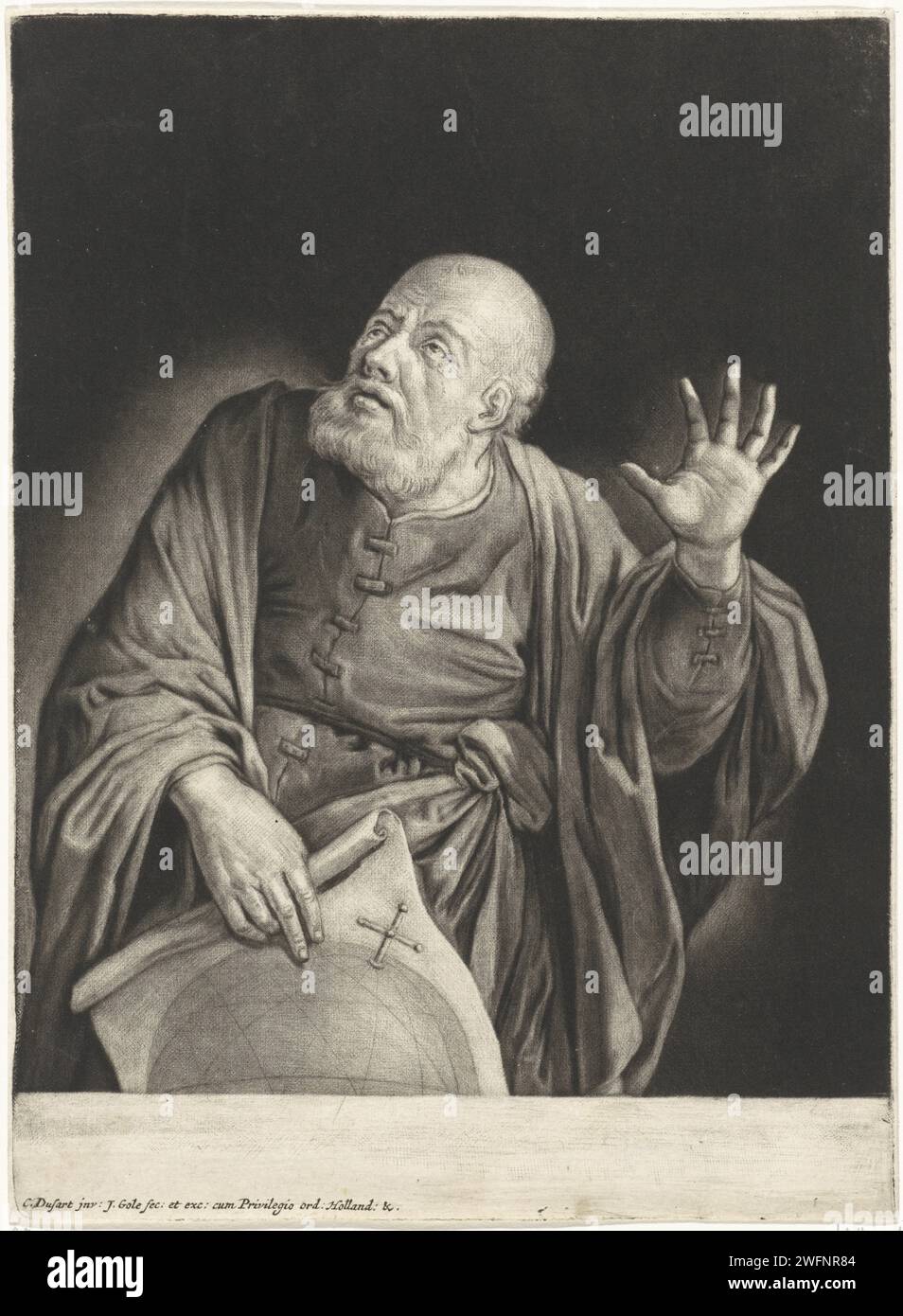 Crying Heraclitus, Jacob Gole, After Cornelis Dusart, 1670 - 1724 print ...