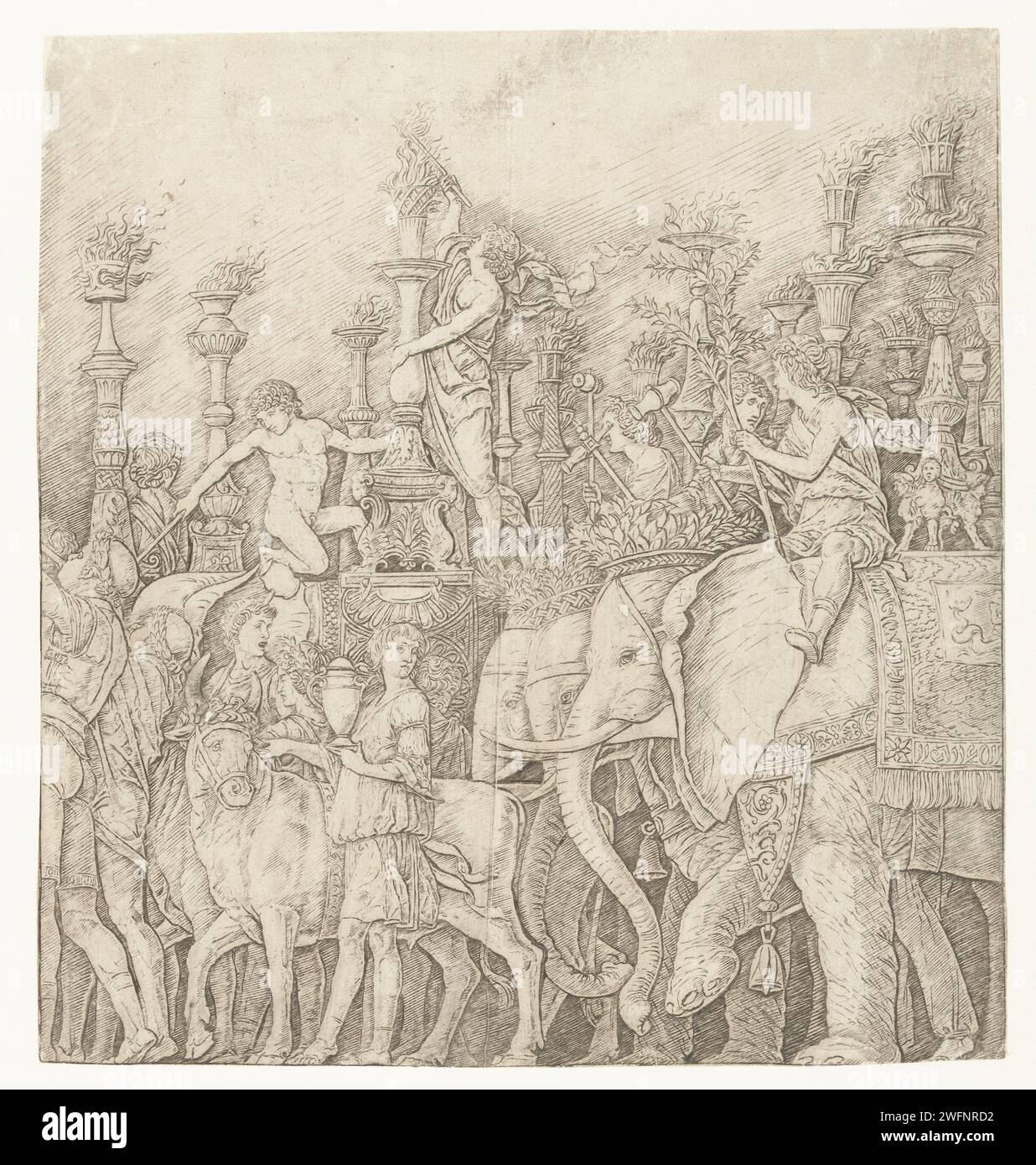 Elephants in the triumphal trip of Caesar, Andrea Mantegna (school of ...