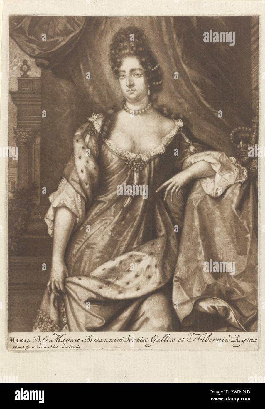 Portrait of Maria II Stuart, Pieter Schenk (I), 1688 - 1711 print ...