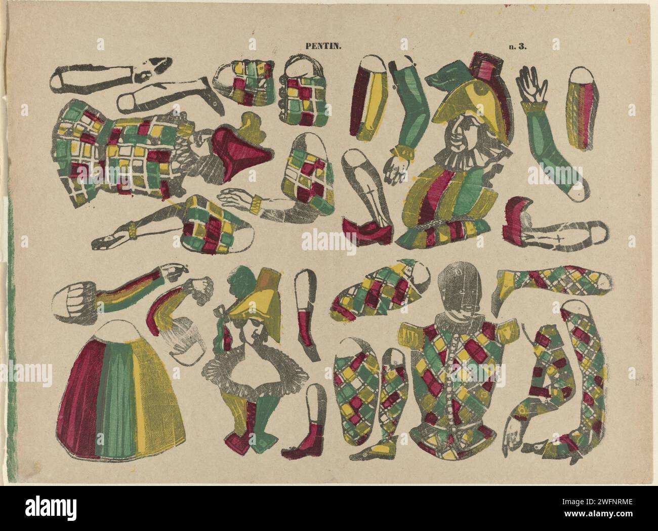 Pentin, 1856 - 1900 print. pantin. jumping jack Leaf with 4 draft ...