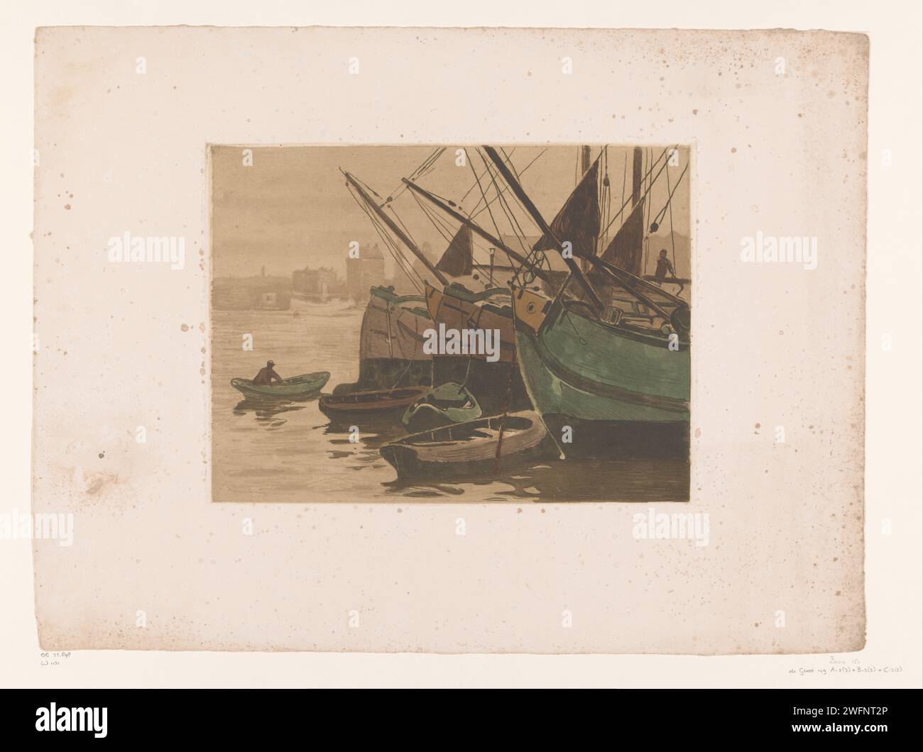 Three peat ships with rowing boats in the IJ, Willem Witsen, c. 1910 ...