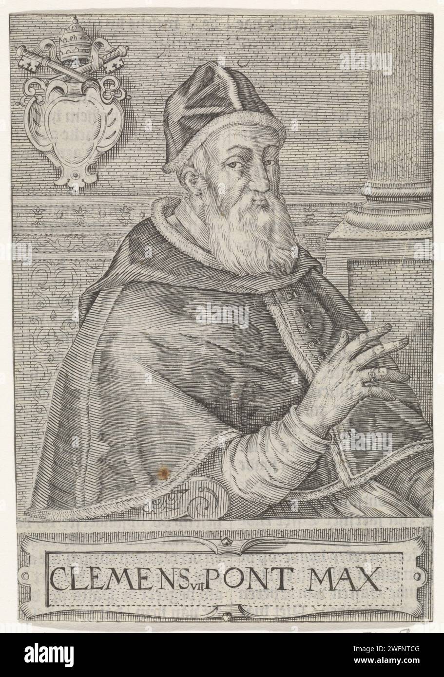 Portret paus Clemens VII, anonymous, after Jacob Matham, 1605 print ...