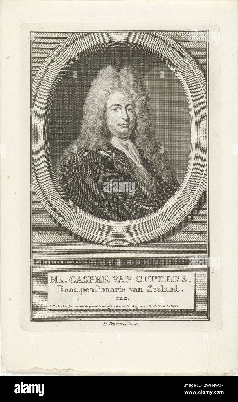 Portrait of Casper van Citters, Jacob Houbraken, After Philip van Dijk ...