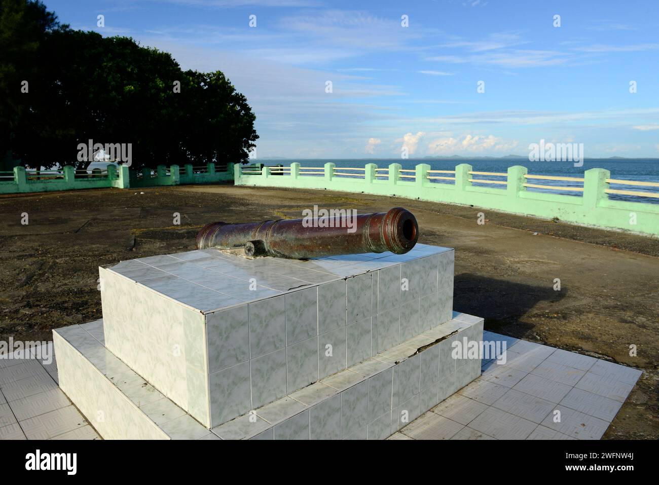 Old canon protecting the lighthouse area in Sittwe, Myanmar Stock Photo ...