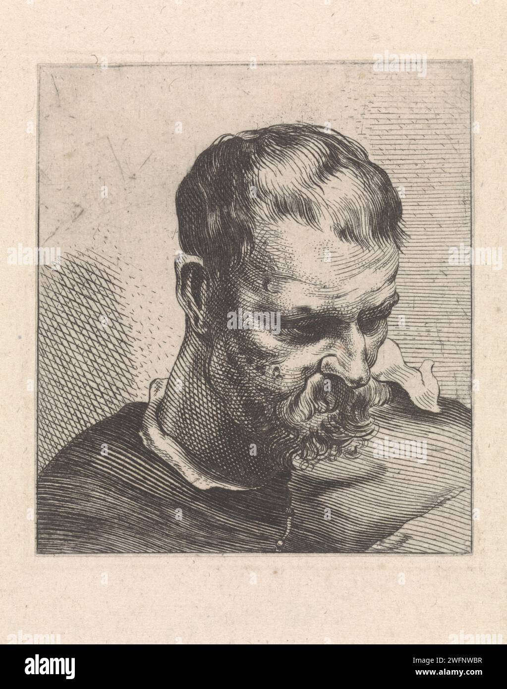 Bust of an apostle seen from the front, Theodorus van Kessel, after ...