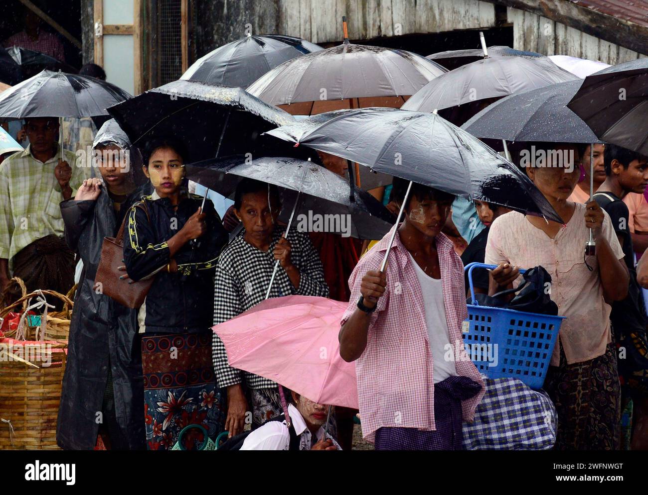 Heavy monsoon rains along the Kaladan river in Rakhine State in Western ...
