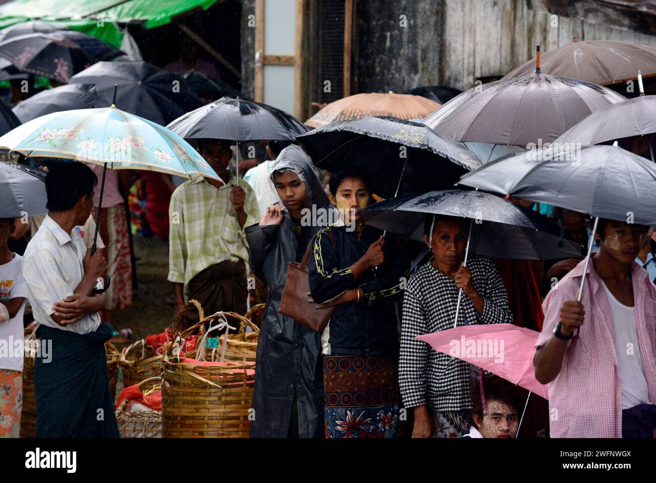 Heavy monsoon rains along the Kaladan river in Rakhine State in Western ...