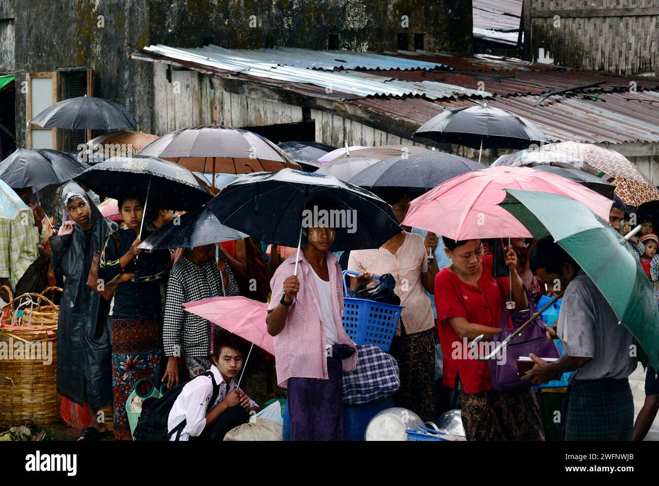 Heavy monsoon rains along the Kaladan river in Rakhine State in Western ...