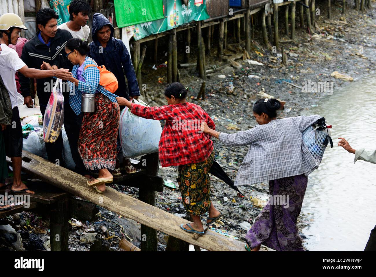 Heavy monsoon rains along the Kaladan river in Rakhine State in Western ...