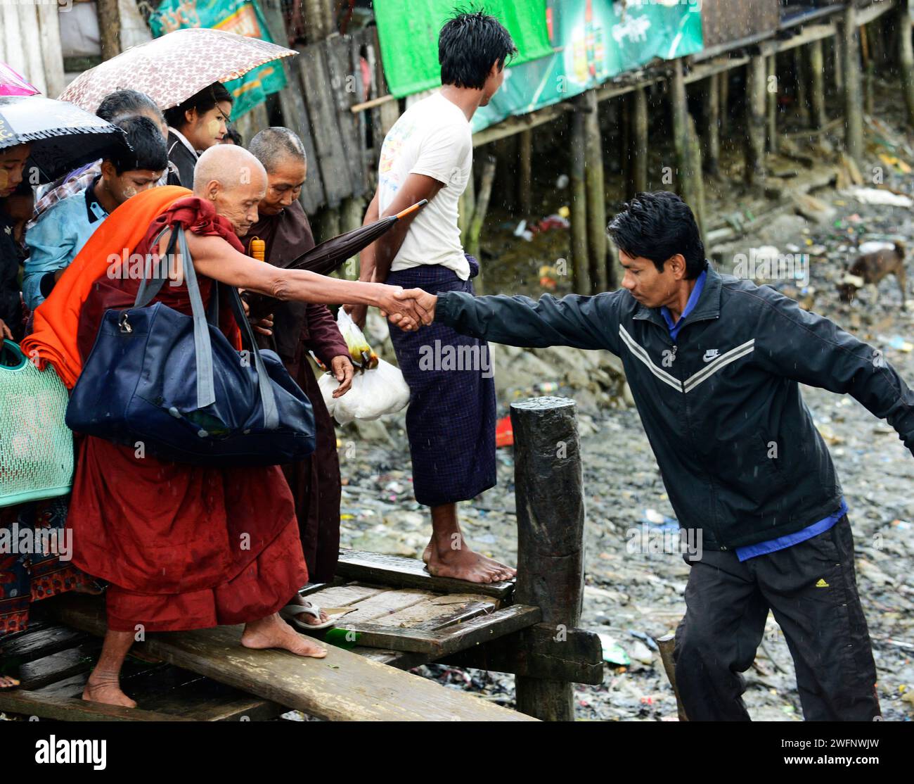 Heavy monsoon rains along the Kaladan river in Rakhine State in Western ...