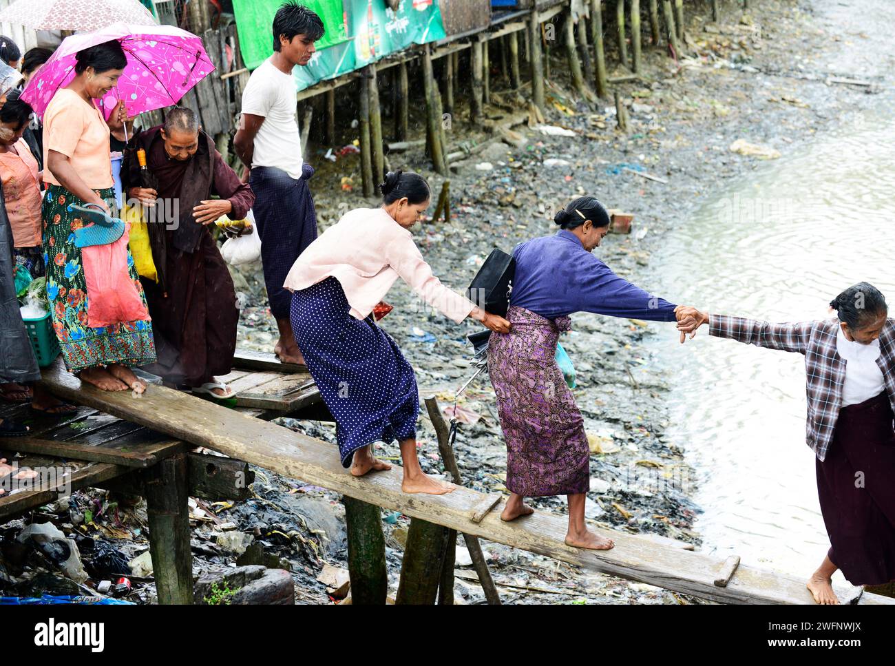 Heavy monsoon rains along the Kaladan river in Rakhine State in Western ...