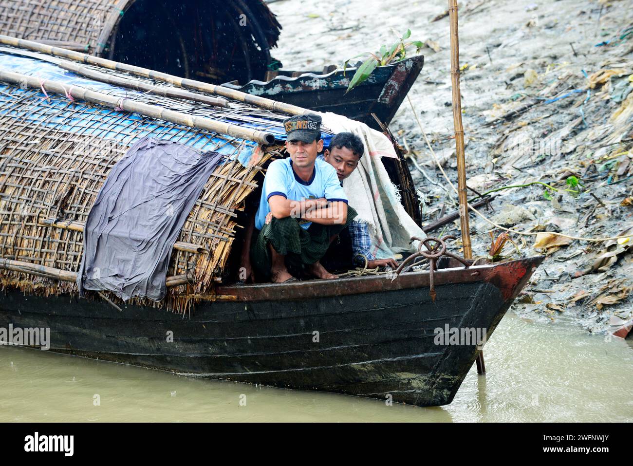 Heavy monsoon rains along the Kaladan river in Rakhine State in Western ...