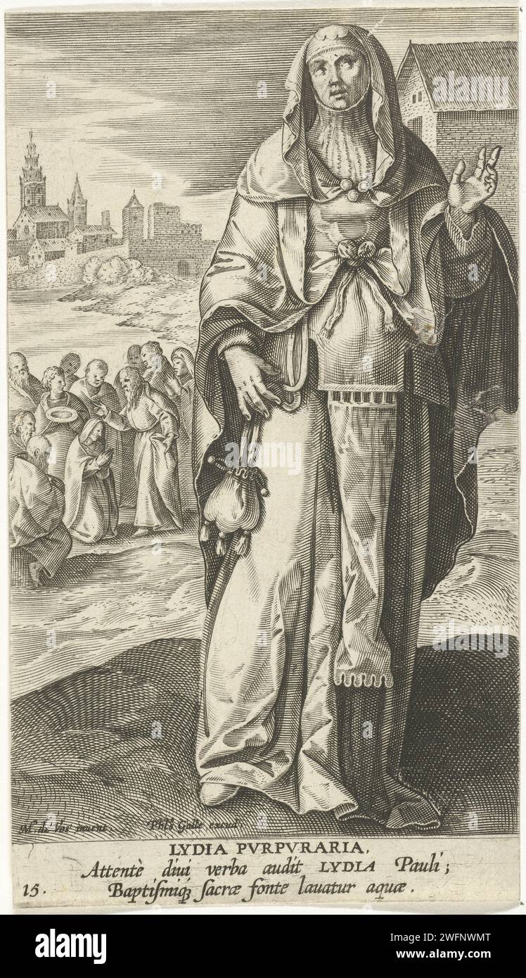 Lydia, 1595 - 1599 print In the foreground Lydia, a woman who traded in ...