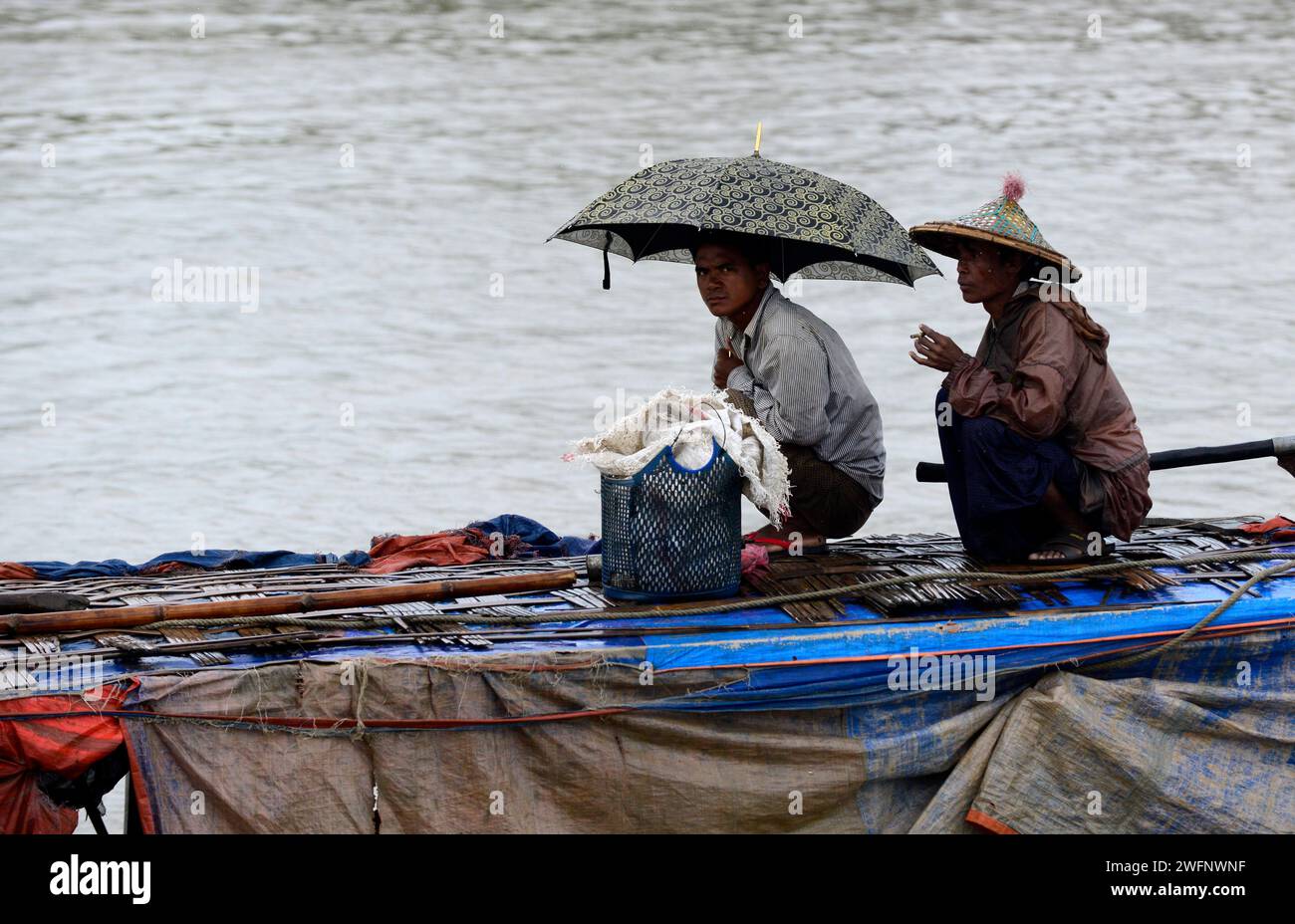 Heavy monsoon rains along the Kaladan river in Rakhine State in Western ...