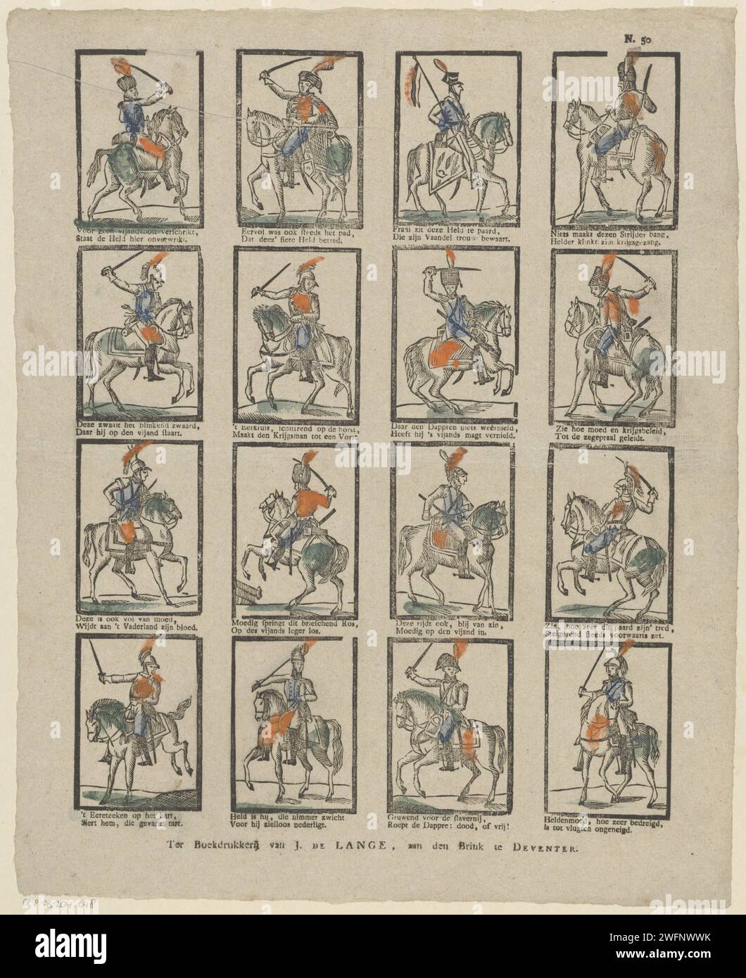Soldiers on horseback, 1822 - 1849 print Leaf with 16 performances of ...