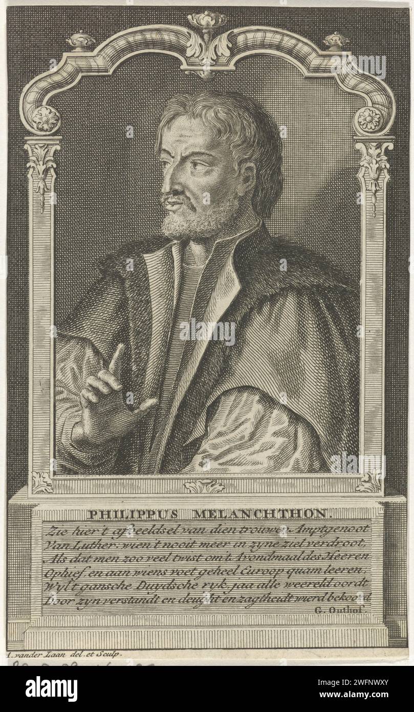 Portrait of Philipp Melanchton, Adolf van der Laan, 1694 - 1755 print ...