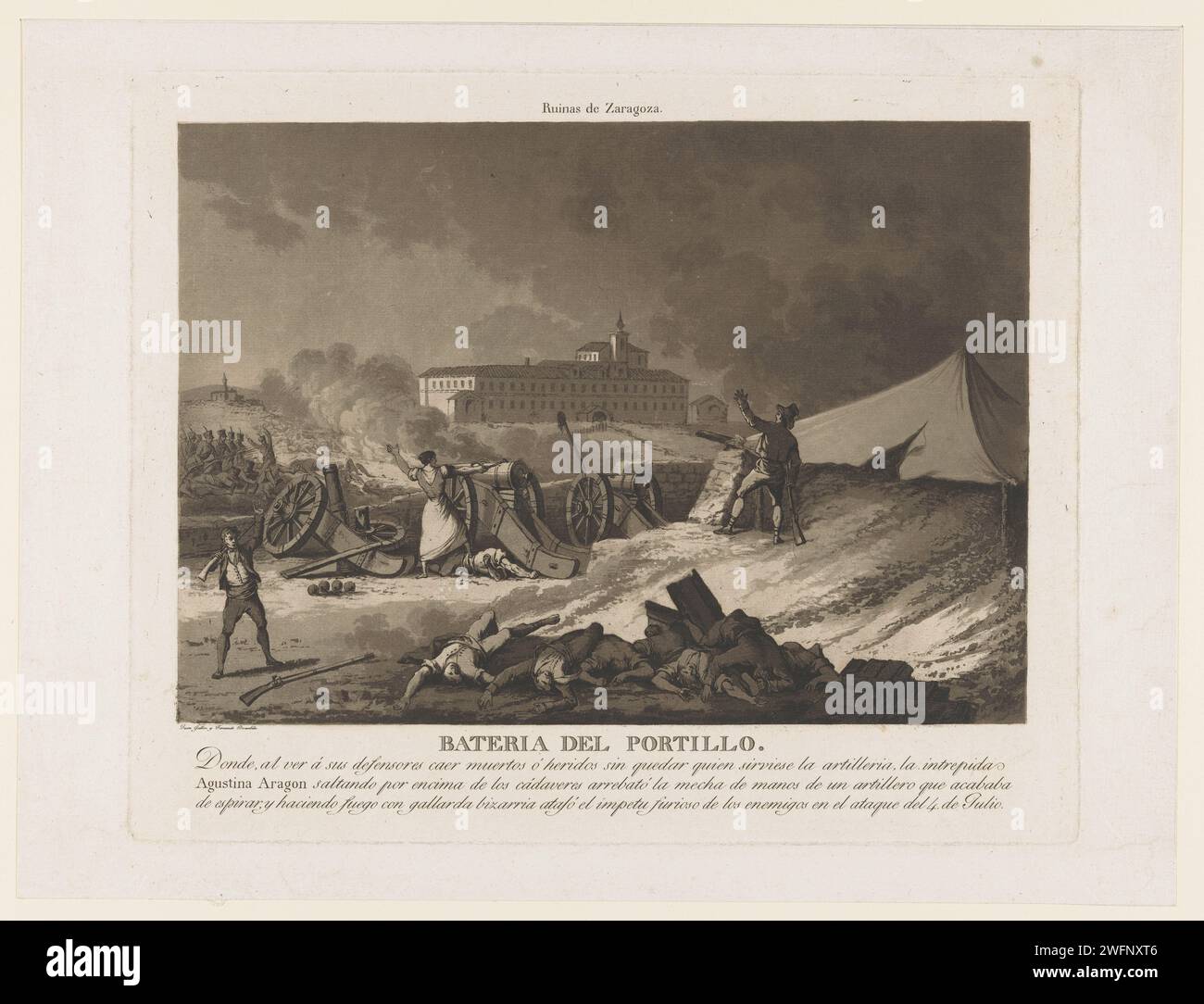 Autstina de Aragon in Zaragoza, Juan Galvez, 1808 - print The Spanish ...